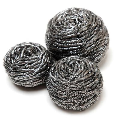 China Stainless Steel Scourers Sponges 3-Pack Heavy Duty Kitchen Scrubber 18-8 Wire for sale
