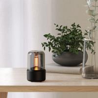 China USB LED Candlelight Lamp Humidifier 120ml Portable Warm Night Light for Bedroom for sale
