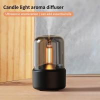 China USB LED Candlelight Lamp Humidifier 120ml Portable Warm Night Light for Bedroom for sale