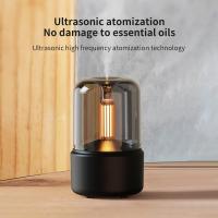 China USB LED Candlelight Lamp Humidifier 120ml Portable Warm Night Light for Bedroom for sale