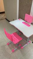 China MDF Foldable Study Table With Chair For Students Cartoon White Pink for sale