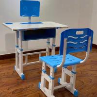 China Adjustable Kids Desk and Chair Set 60x40cm Plastic School Kindergarten Study Furniture for sale