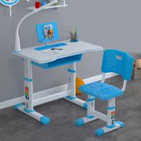 China 62cm Ergonomic Children Desk and Chair Set with LED Light Height Adjustable Big Study Table for sale