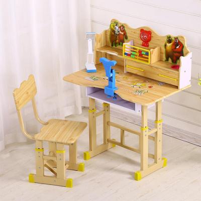 China Kids Study Table and Chair Set with Storage 34x30x64cm Height Adjustable 5-10cm for sale
