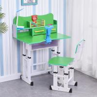 China Height Adjustable Children's Study Table and Chair Set 70x46x70 cm Green Wood for sale