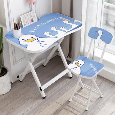 China Plastic Desktop Folding Study Table and Chair Set for Students 80cm for sale