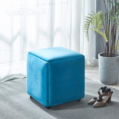 China Multifunctional Rubik Cube Sofa Stool 5 in 1 Square Footstool with Free Wheel Blue for sale