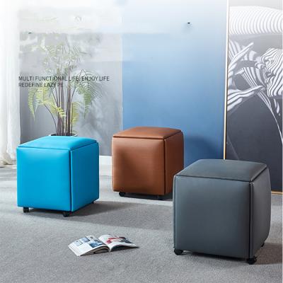China Multifunctional 5 in 1 Padded Cube Stool Seat Sofa Chair Living Room Blue 50cm for sale