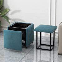 China Aofeng 5 in 1 Cube Ottoman Storage Stool with Wheels PU Waterproof 40x40x40cm for sale