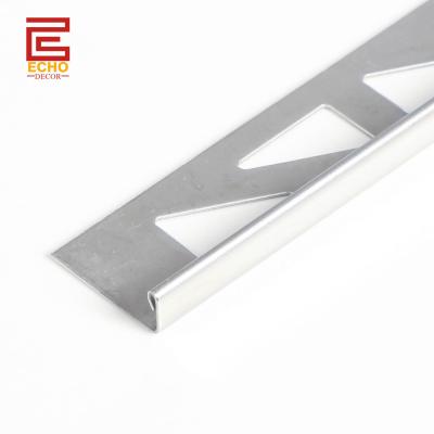 China 10mm Smart Flat Edge Tile Trim Chrome Metal Angle Trim For External Corners for sale