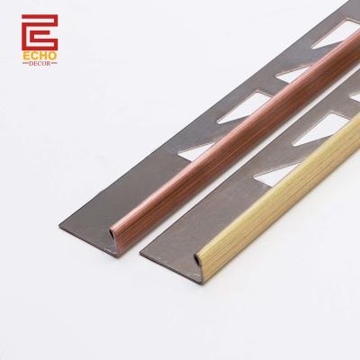 China Outdoor Straight Stainless Steel Tile Trim Flat Metal Edge Trim 10mm for sale