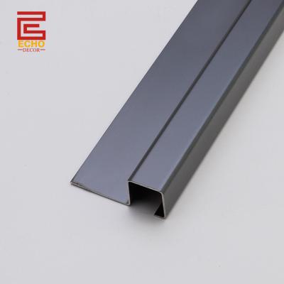 China Black Square 12mm Stainless Steel Tile Trim Smart Wall Tiles Edge Trim Home Base for sale