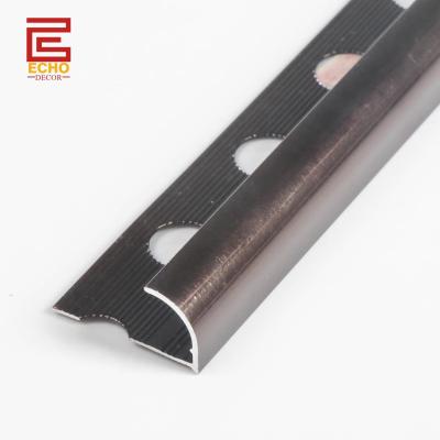 China Dark Brown Aluminum Round Edge Tile Trim 2.5m for Wall Protection for sale