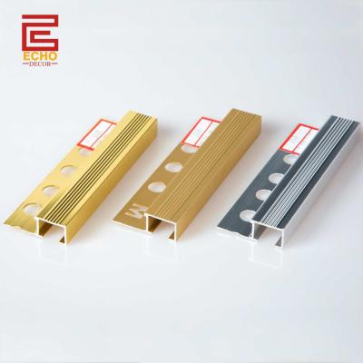 China 12mm Square Aluminum Tile Trim Metal Stair Nose Tile Edging Trim for sale