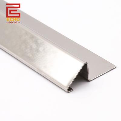 China Waterproof Outside Corner Metal Tile Trim Stainless Steel Beveled Edge Tile Trim for sale