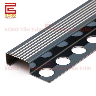 China Anti-slip Stainless Steel Tile Trim Tile Step Protector Edge Trim for sale