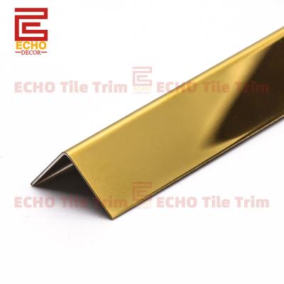 China Protective 15mm Gold Stainless Steel Tile Trim Outside Corner Trim for sale