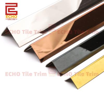 China Stainless Steel 90 Degree External Edge Tile Trim Customized Color Tile Edge Strip for sale