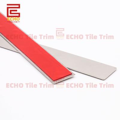 China Self-adhesive 304 Stainless Steel Flat Strip Edge Tile Trim Thickness Regularly 0.5-1.2mm 20mm for sale