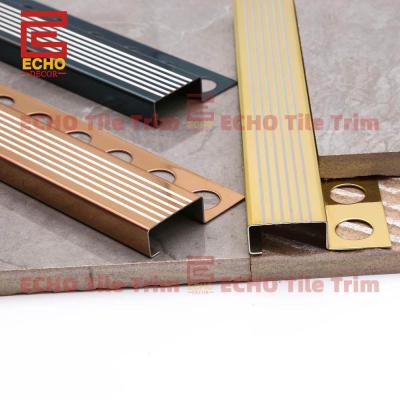 China Metal Flooring Stair Nosing Trim Square Tile Step Nose Molding for sale