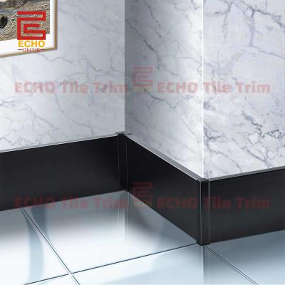 China Waterproof Aluminum Black 100mm Skirting Board Profiles Wall Easy Flexible Installation Length 2-3m/Customized for sale