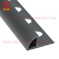 China 12mm Black PVC Round External Edge Tile Trim Bullnose Tile Edging for sale