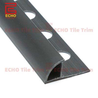 China 12mm Black PVC Round External Edge Tile Trim Bullnose Tile Edging for sale
