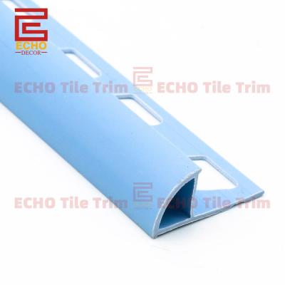 China Blue PVC Quadrant Round Edge Tile Trim Bullnose Plastic Trim 12mm for sale