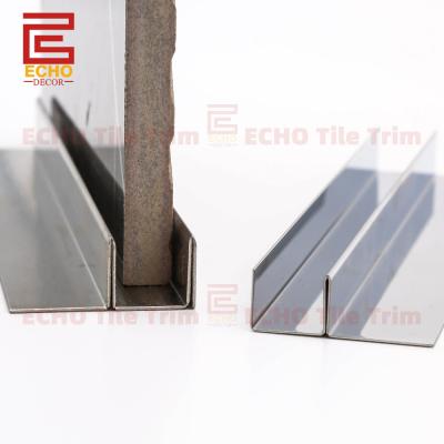 China F Shaped 316 Stainless Steel Tile Trim For Glass Shower Door 10mm for sale