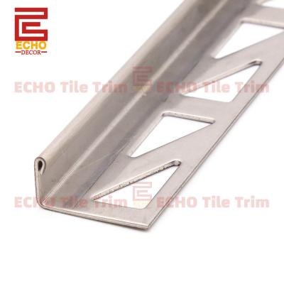 China 10mm Brushed 304 Stainless Steel Tile Trim L Shape Tile Edging Strip for sale