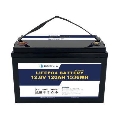 China Rechargeable LiFePO4 Battery 12V 120Ah 1536Wh Lightweight for RV Solar Marine for sale