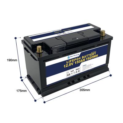 China IP65 LiFePO4 Golf Cart Battery 12V 150Ah 1920Wh Deep Cycle Lithium Battery Pack for sale