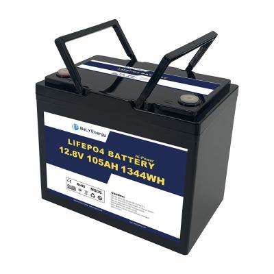 China Rechargeable 105Ah 12V LiFePO4 Battery Deep Cycle for Solar Power System UPS for sale