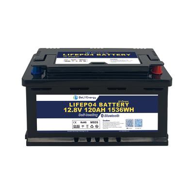 China BeLY 12V 120Ah LiFePO4 RV Lithium Battery with 150A Discharge and Bluetooth Monitoring for sale