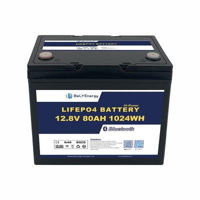 China BeLY 12V 80Ah LiFePO4 Bluetooth Lithium Battery 14.6V Over Voltage Protection for sale