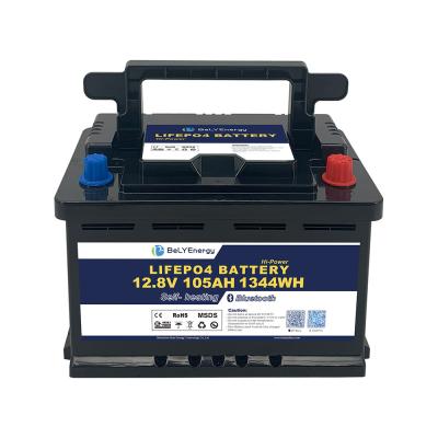 China 12V 105Ah LiFePO4 RV Caravan Lithium Battery with Smart BMS H6 DIN Case for sale