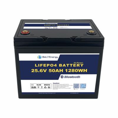 China OEM ODM ABS Anti-UV Marine Boat Battery 24V 50Ah LiFePO4 Lithium Battery with Bluetooth for sale