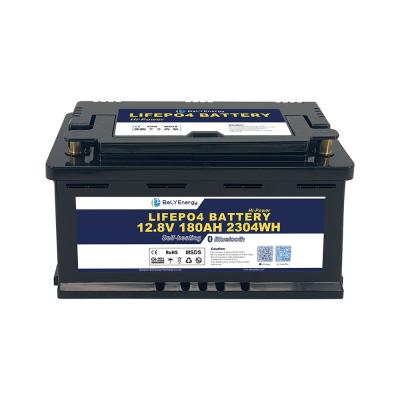 China 12V 180Ah LiFePO4 Lithium Battery H8 DIN Case Bluetooth Self Heating for sale