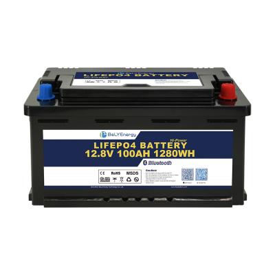 China BeLY 12V 100Ah LiFePO4 Deep Cycle Battery 0-60°C Charge for Solar RV Marine for sale