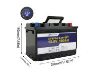 China 12V 100Ah LiFePO4 Solar Battery with BMS - 3000+ Cycles, 12.8V 1280Wh Capacity for sale