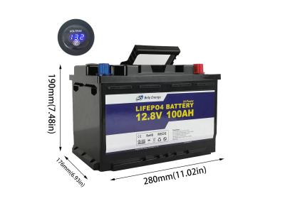 China 12V 100Ah LiFePO4 Solar Battery with BMS - 3000+ Cycles, 12.8V 1280Wh Capacity for sale