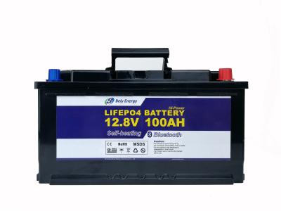 China 12V 100Ah LiFePO4 Lithium Battery with Bluetooth & Heating Function - 12.8V 1280Wh for RV Marine Solar for sale
