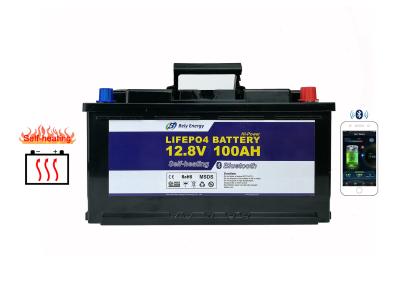 China 1280Wh 12V 100Ah LiFePO4 Bluetooth Battery with Heating Function - 355x175x190mm, 12kg for sale