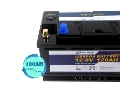 China 12V 120Ah LiFePO4 Lithium Battery with 3000+ Cycles, 100A Discharge Current for Solar & RV Applications for sale