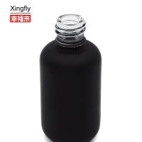 China 9ml Round Empty Glass Uv Gel Nail Polish Bottle Matte Black With Brush Cap for sale