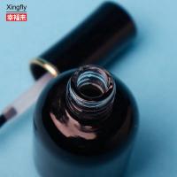 China Custom 11ml Round White Black UV Gel Empty Nail Polish Glass Bottle With Brush Caps for sale