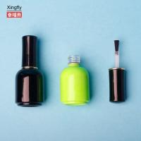 China Custom 11ml Round White Black UV Gel Empty Nail Polish Glass Bottle With Brush Caps for sale