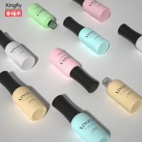China 9ml Empty Nail Gel Polish Round Bottle Custom LOGO Nail Reinforced Gel Glass Bottle for sale