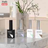 China 12ml Square Gel Polish Empty Nail Varnish Uv Polish Glass Bottle With Brush Cap for sale