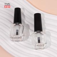 China Custom 8ml Unique Clear Empty Gel Glass Gel Nail Polish Bottles With Cap Brush for sale
